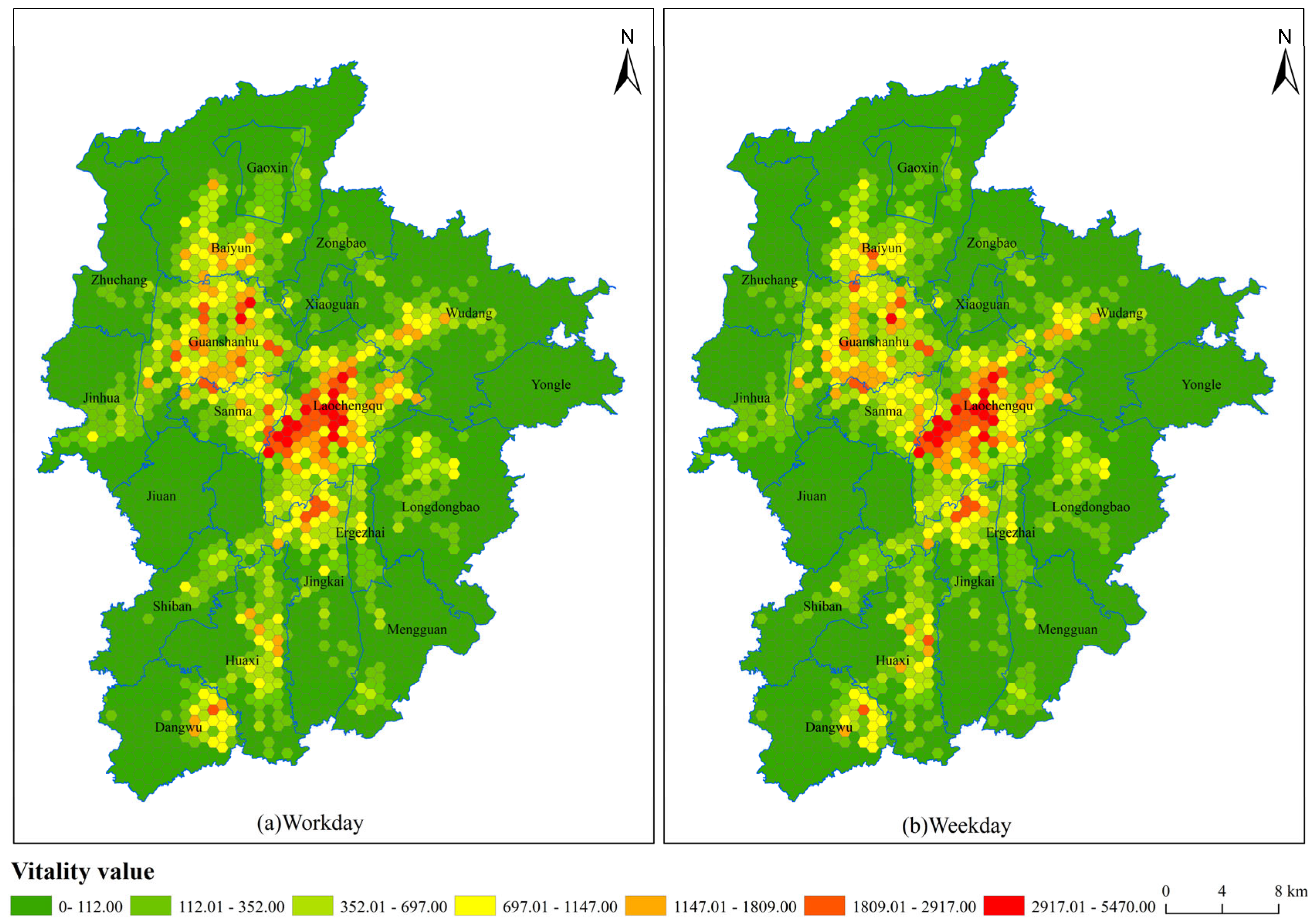 Exploring Urban Vitality: Spatiotemporal Patterns and Influencing ...