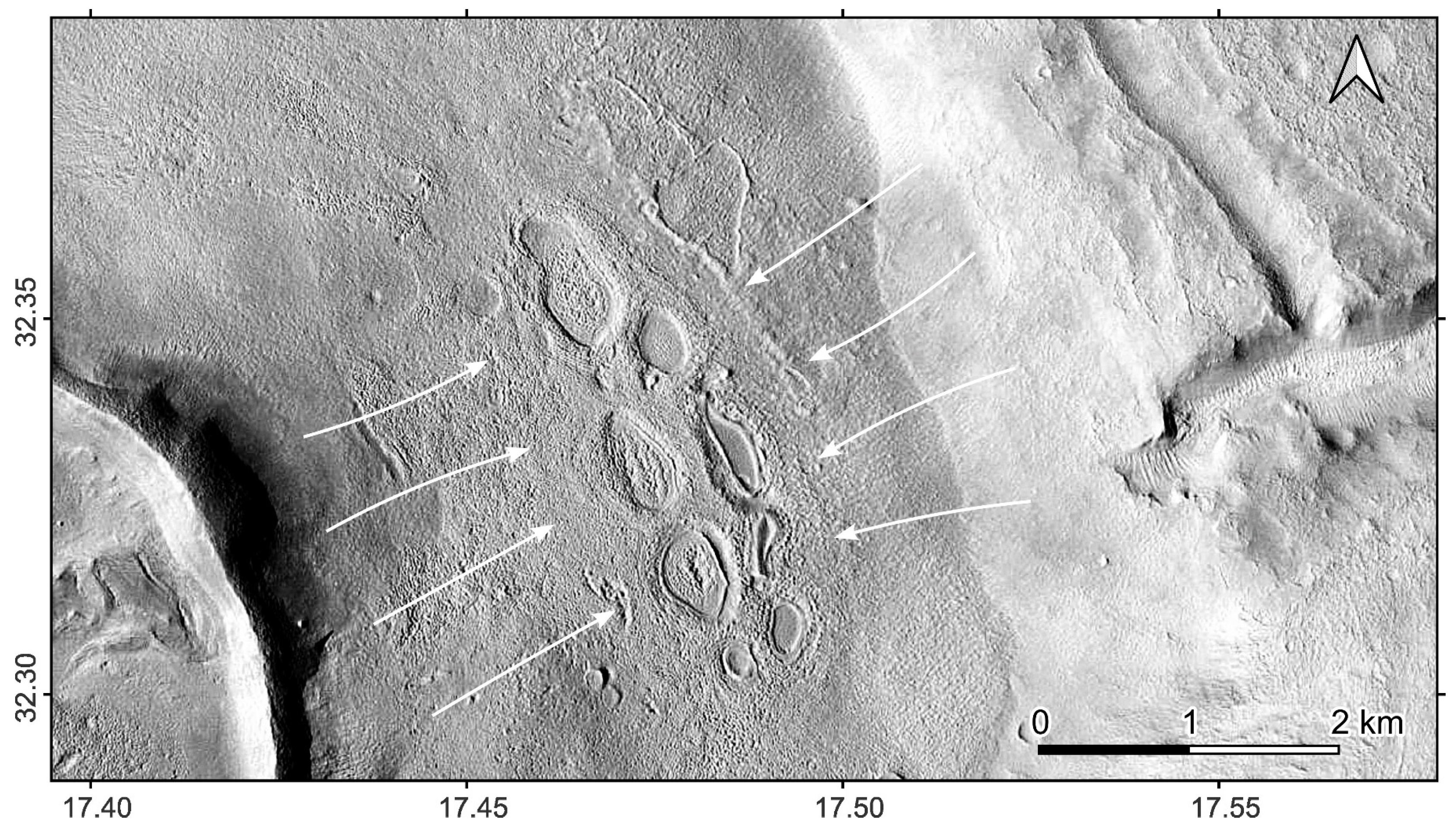Geomorphological Evidence of Ice Activity on Mars Surface at Mid-Latitudes